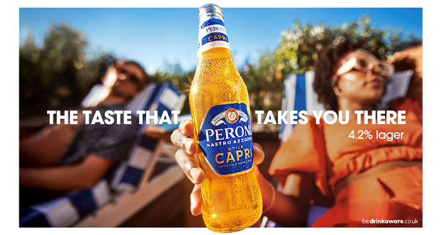 Peroni Birra Logo Peroni Nastro Azzurro Lager Bottle, 4 X 330ml