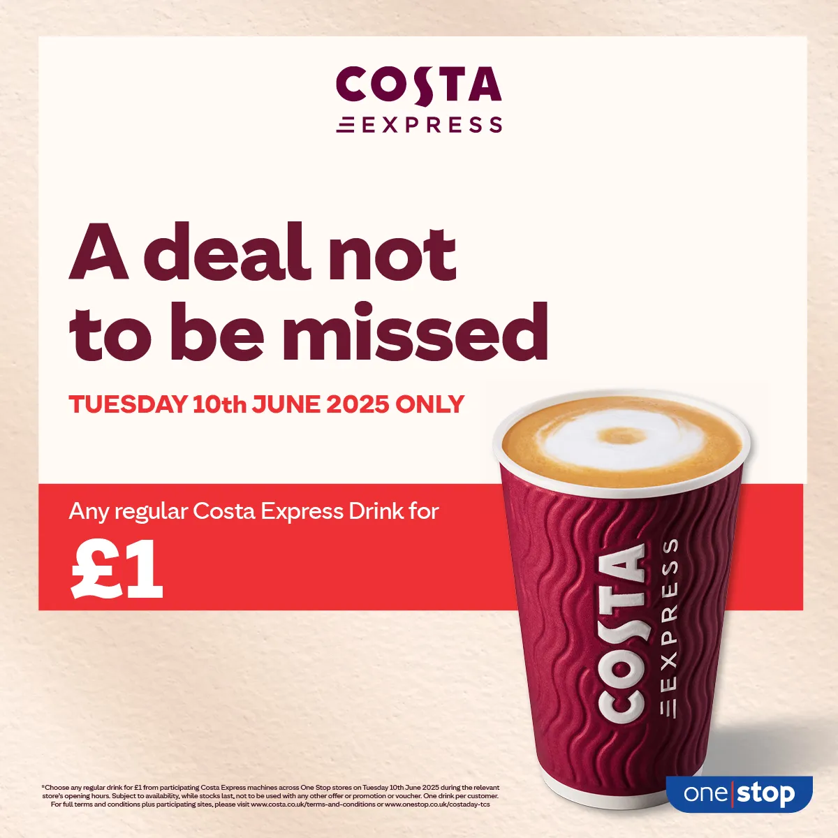 One Stop offers £1 Costa Coffee for one day | Talking Retail